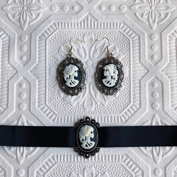 Jewelry | Victorian Romantic Gothic Skeleton Cameo Lady Set 3 Pc | Poshmark